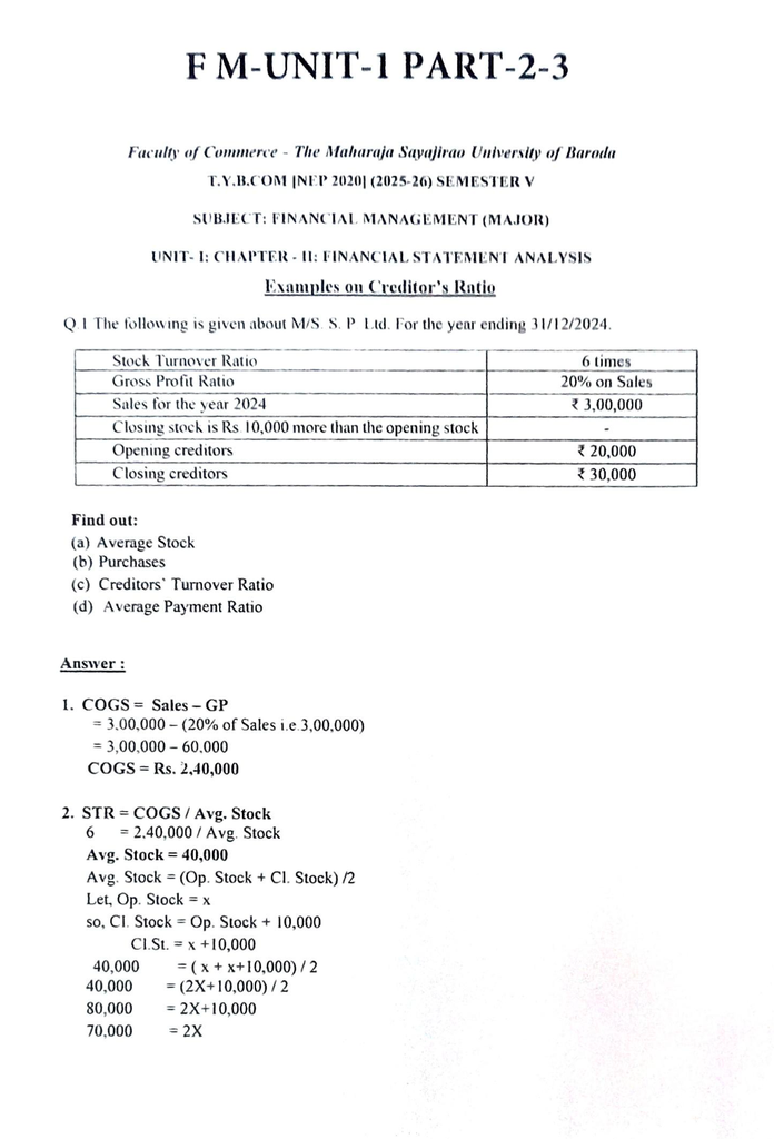 Financial Management (Unit 1 & 3) | mentorspoint